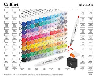Digital PDF Caliart 121 Colors Artist Alcohol Markers Swatch Template ...