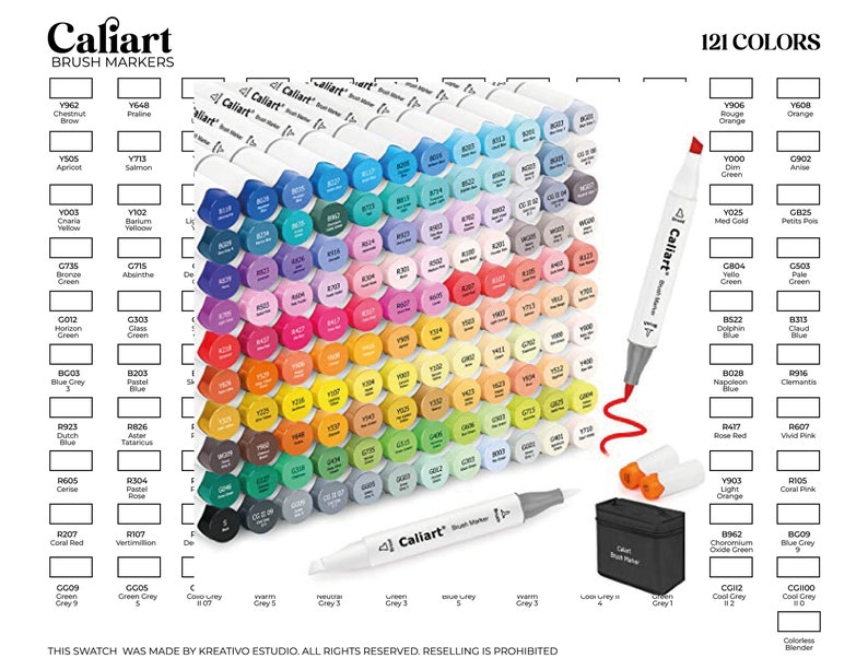 Caliart Brush Markers 121 Color - Etsy