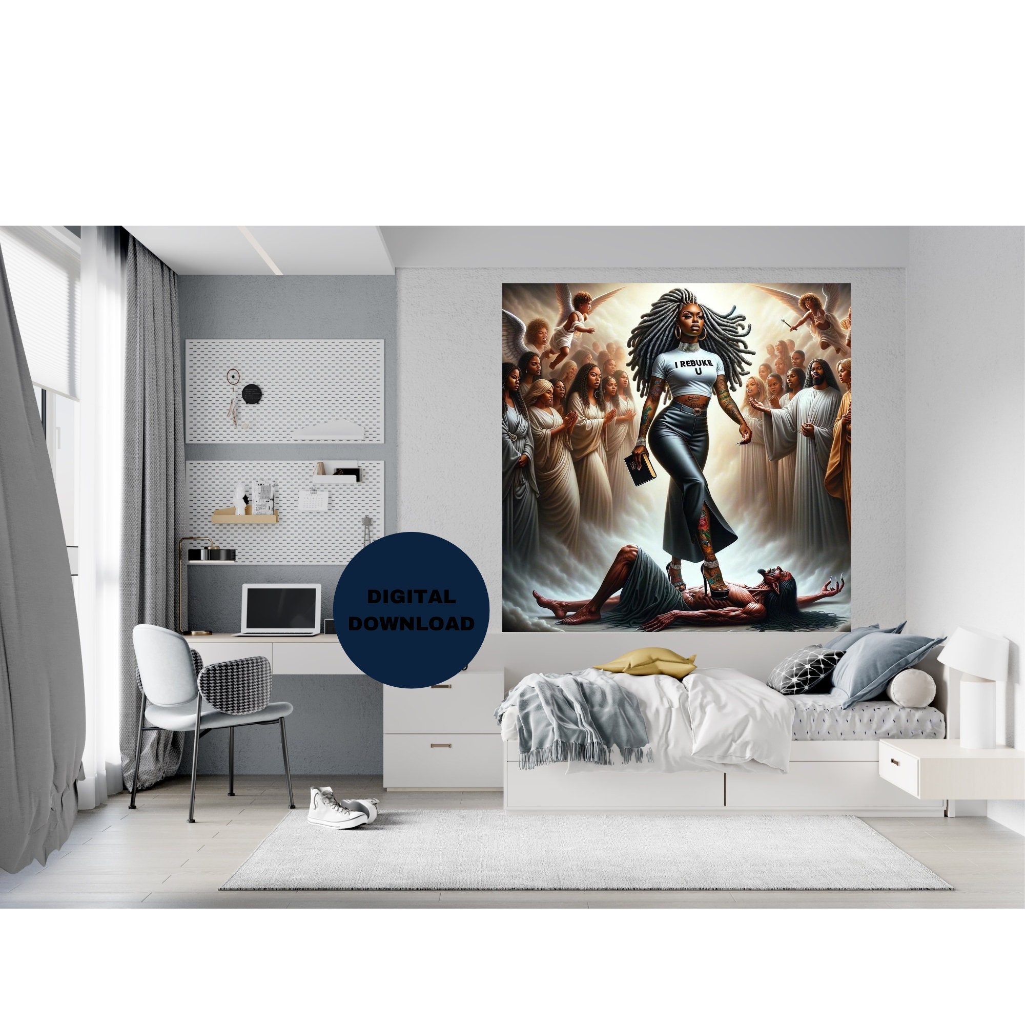 Spiritual Triumph Portrait Trendy AI Art Print Digital Download - Etsy