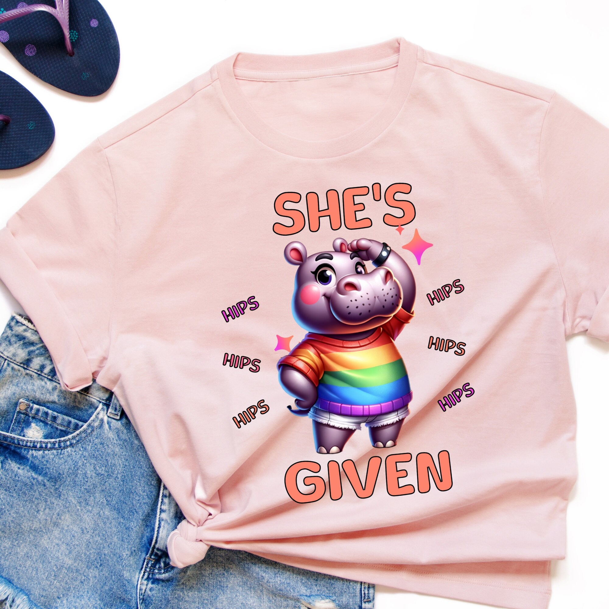 Colorful Pride Hippo T-shirt, LGBTQ Cute Hippo Graphic Tee, Fun ...