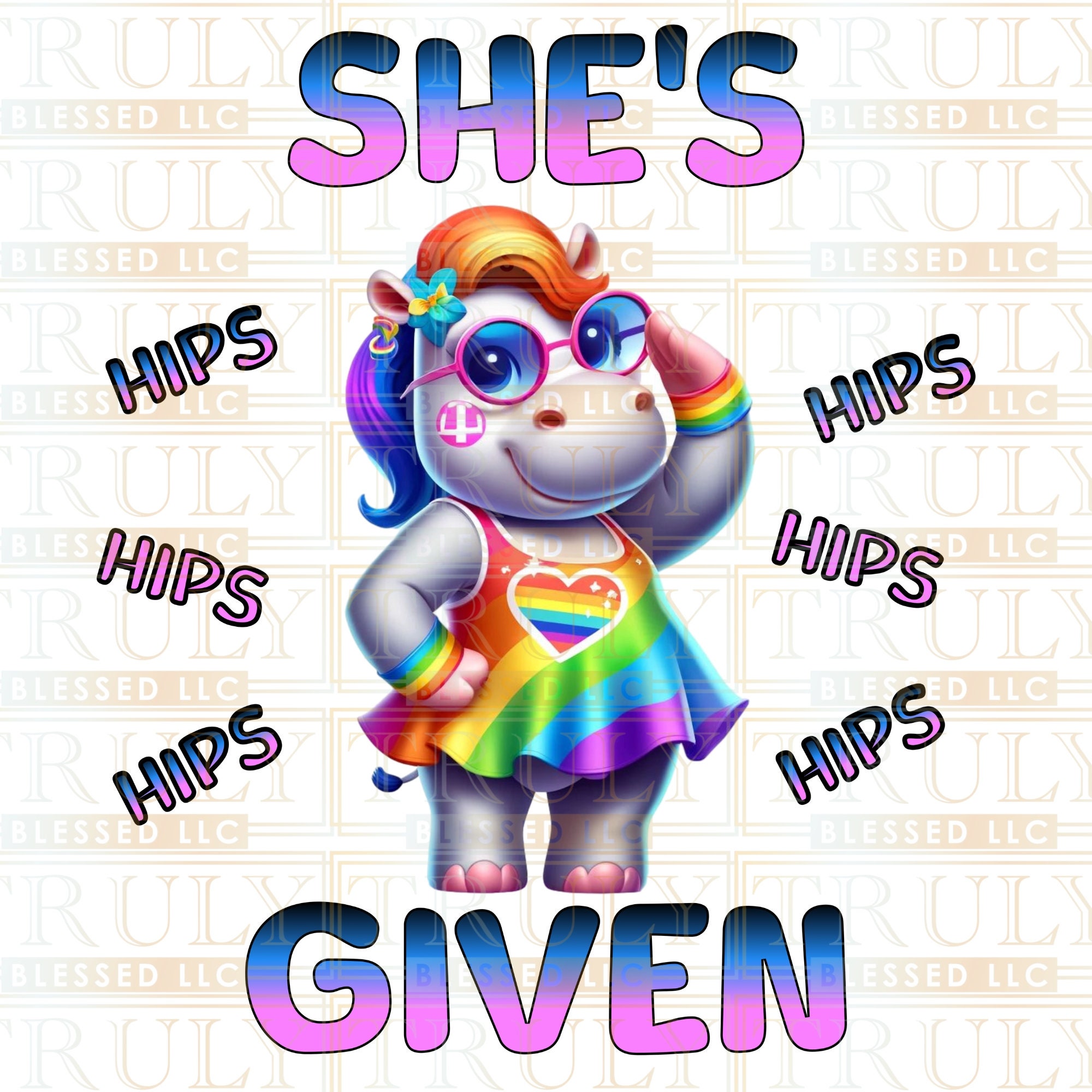 Colorful Pride Hippo Design LGBTQ Cute Hippo Graphic T-shirt, Mugs ...