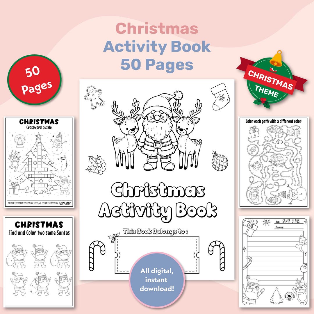 50 Printable Christmas Activities, Christmas Activity Bundle, Kids ...