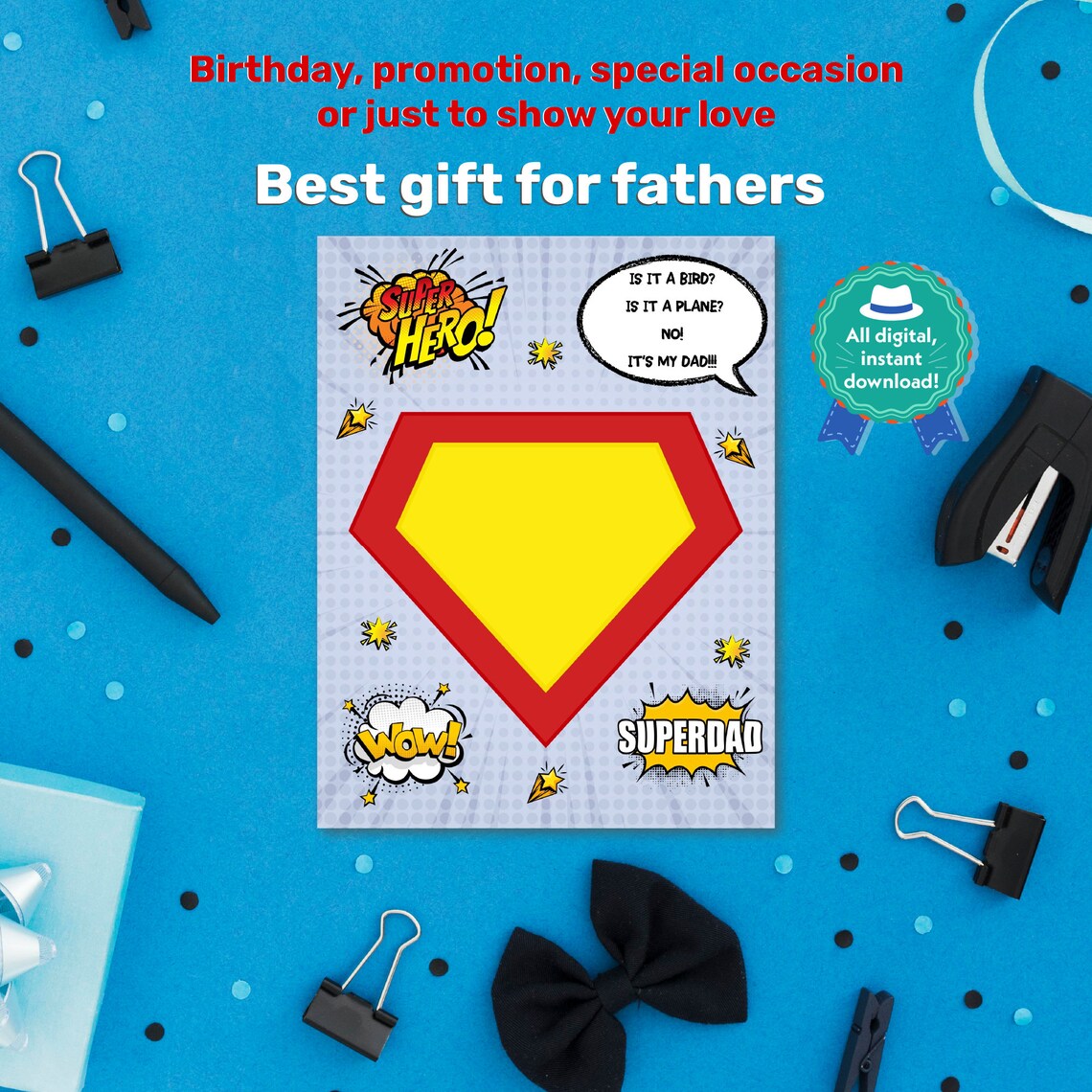 Super Hero Dad Handprint Art Happy Father's Day Card Keepsake Handprint ...