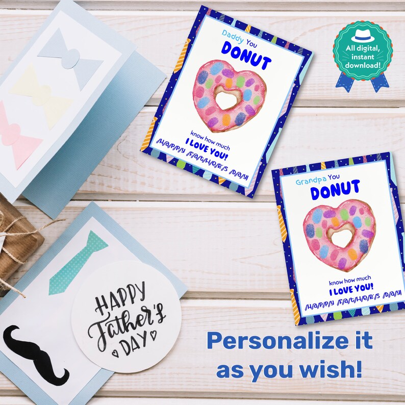 DONUT Father's Day Card Fingerprint Keepsake Handprint Art Craft ...