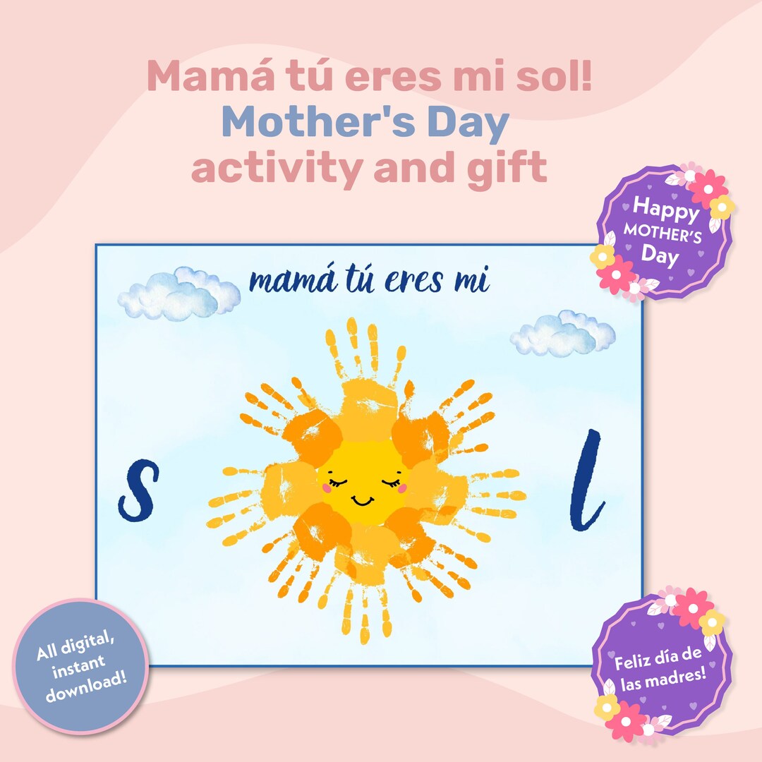 Spanish Mothers Day Card Keepsake Handprint Art, Dia De Las Madres ...