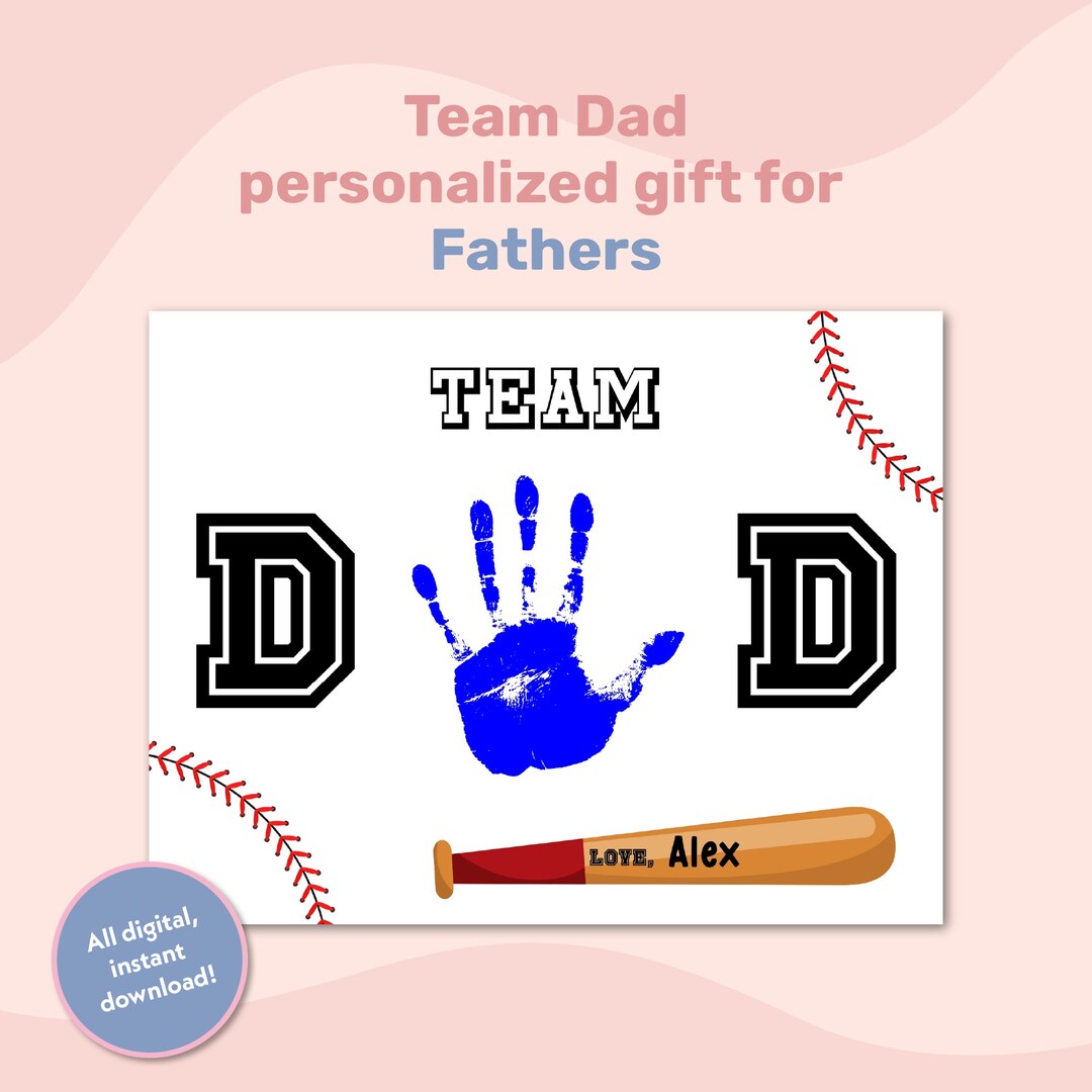 Fathers Day Handprint Art Keepsake Card, Baseball Team Dad Handprint ...