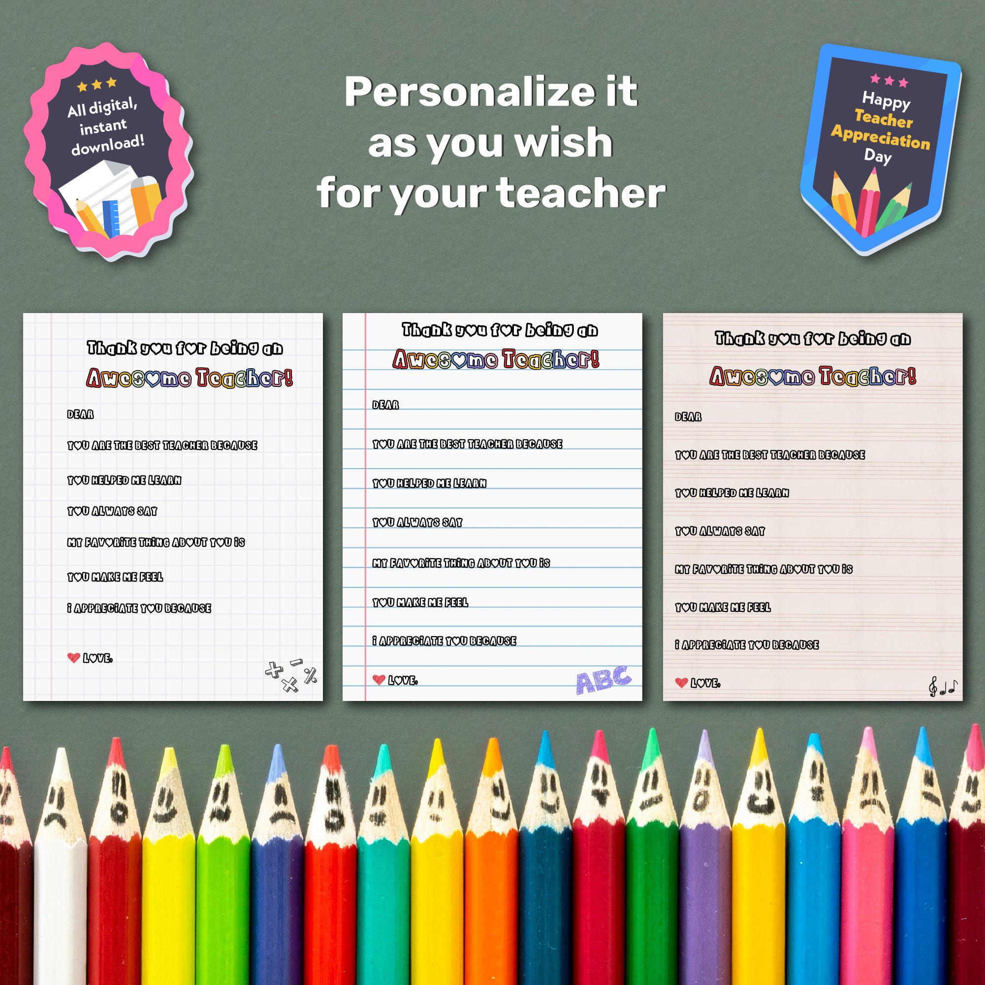 Teacher Appreciation Printable Gifts Thank You Card All About My ...