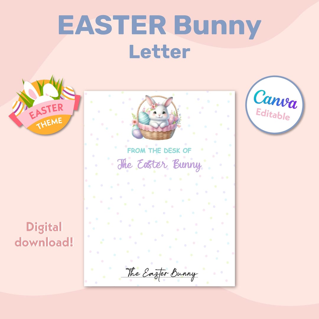 Editable Easter Bunny Letter Template, Printable Letter From the Desk ...