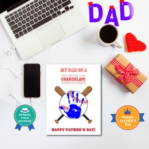 Baseball Father's Day Card Gift for Dad Keepsake Handprint Art ...