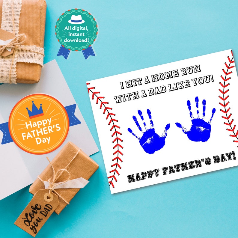 Baseball Father's Day Card Gift for Dad Keepsake Handprint Art ...