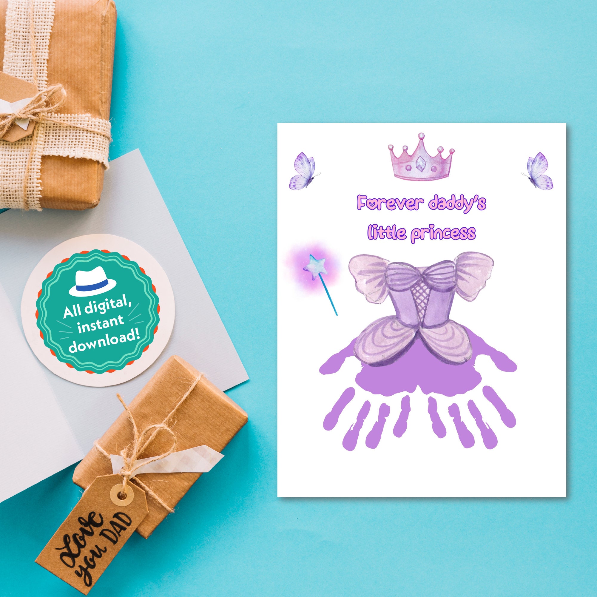 Little Princess Handprint Art, Fathers Day Card Keepsake Handprint ...