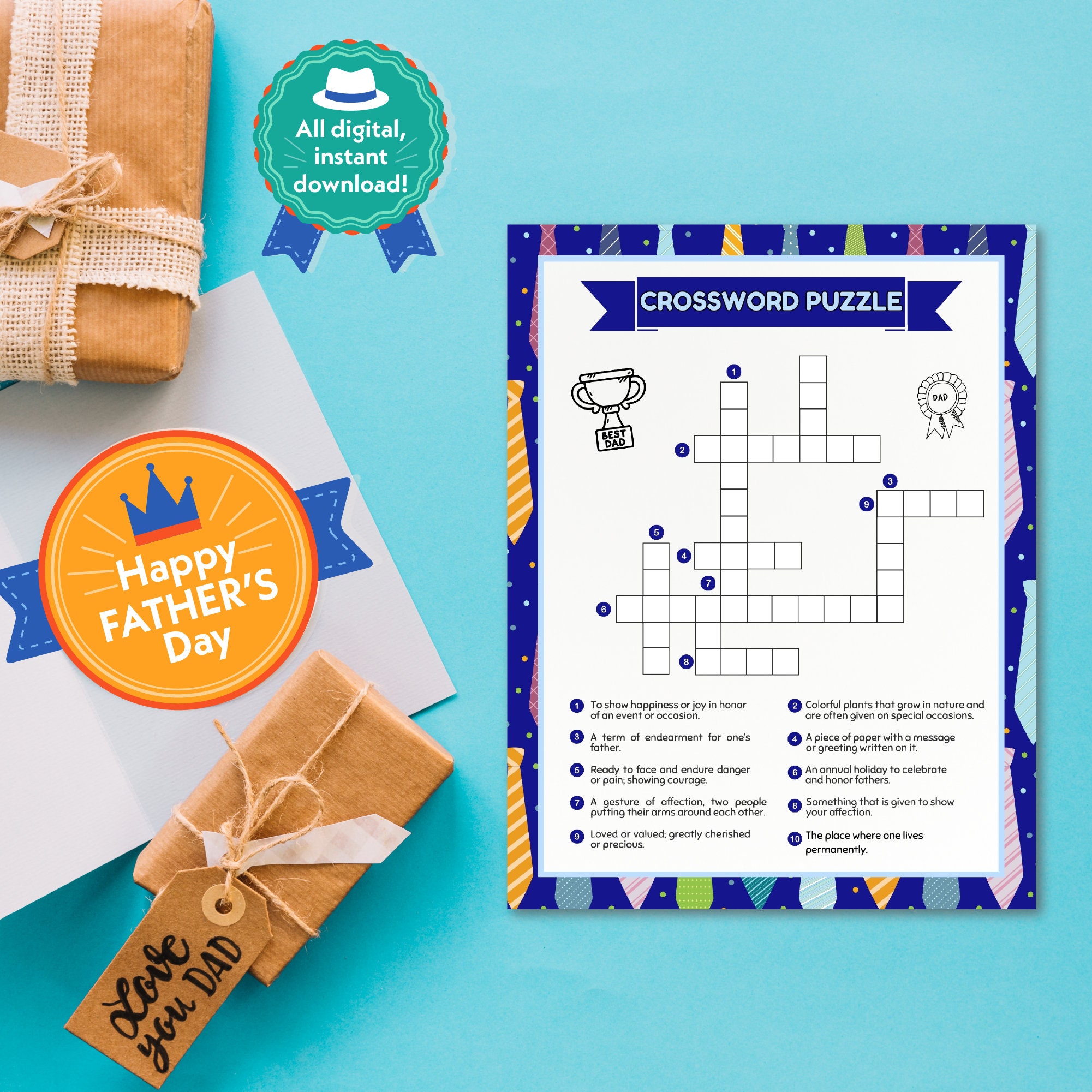 Happy Father's Day Kids Activity Book Printable Games for Kids Puzzle ...