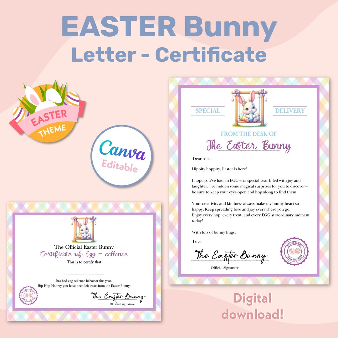 Editable Easter Bunny Bundle, Personalized Printable Easter Bunny ...