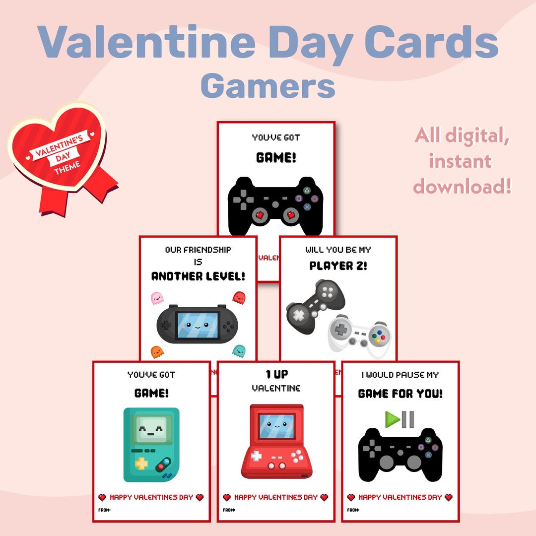 Video Games Valentine's Cards, Printable Video Game Valentine's Day ...