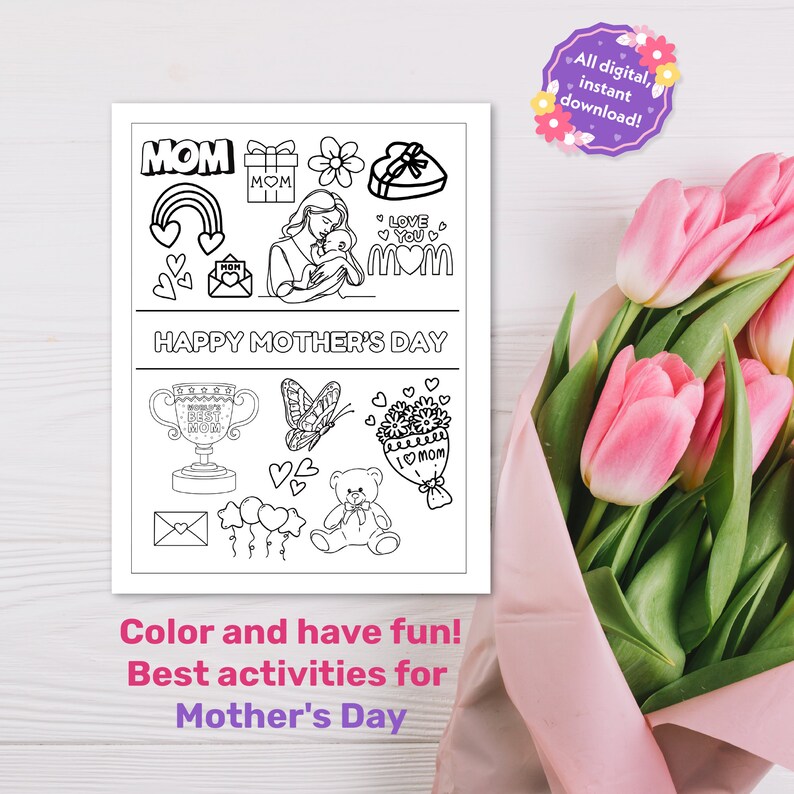 Happy Mother's Day Kids Activity Book Printable Games for Kids Puzzle ...