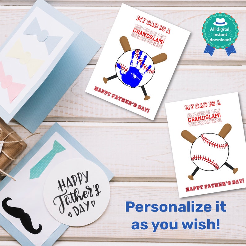 Baseball Father's Day Card Gift for Dad Keepsake Handprint Art ...