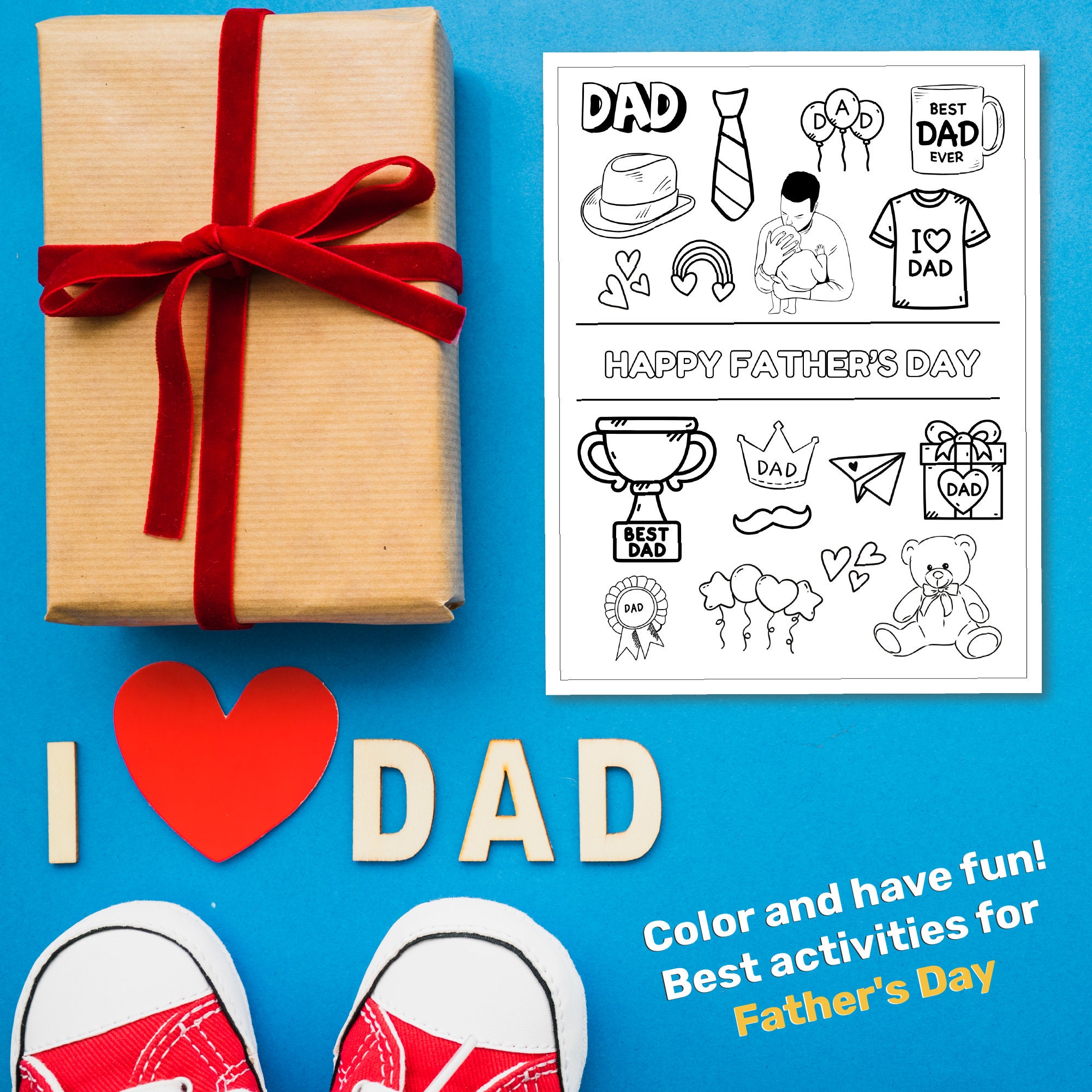 Happy Father's Day Kids Activity Book Printable Games for Kids Puzzle ...
