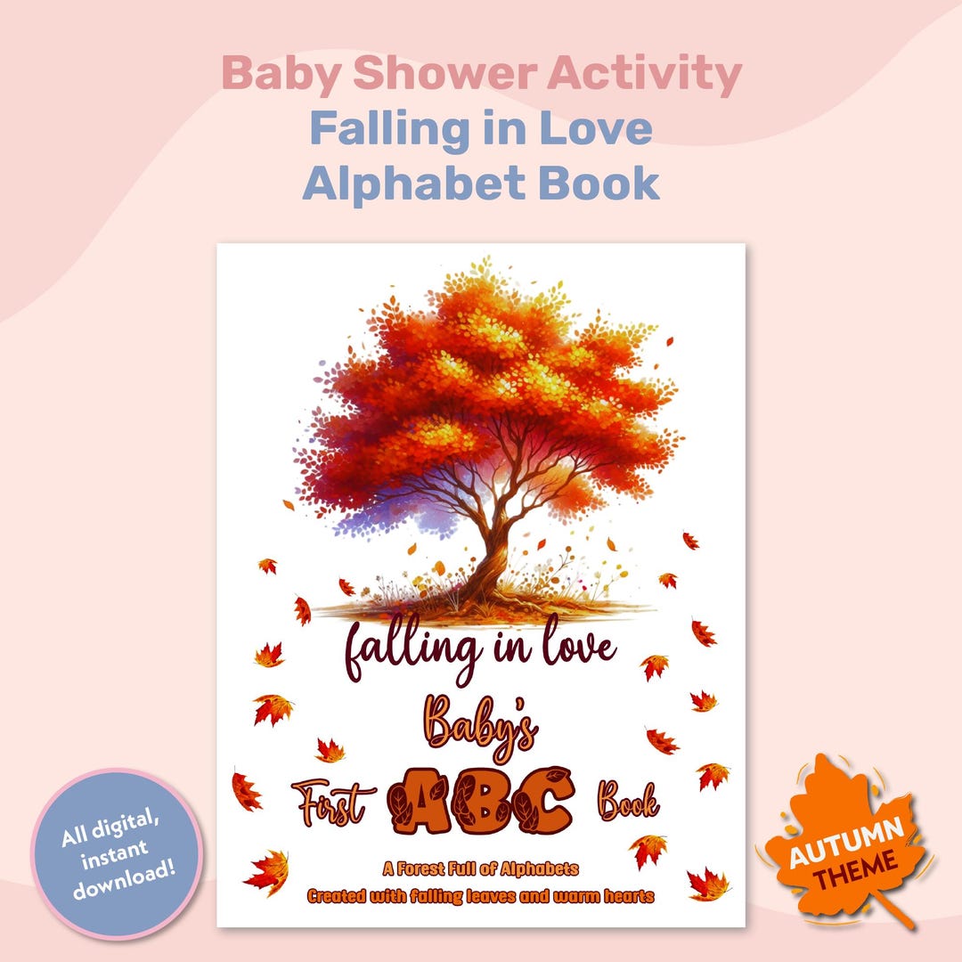 Falling in Love Baby Shower Abc Book Keepsake Present Autumn Decor Fall ...