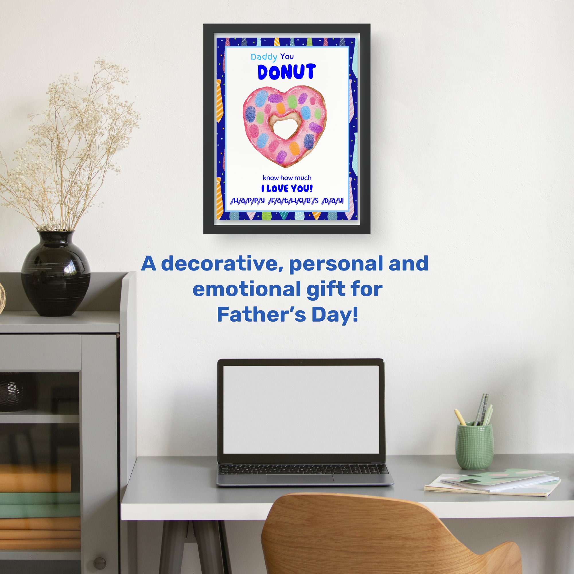 DONUT Father's Day Card Fingerprint Keepsake Handprint Art Craft ...