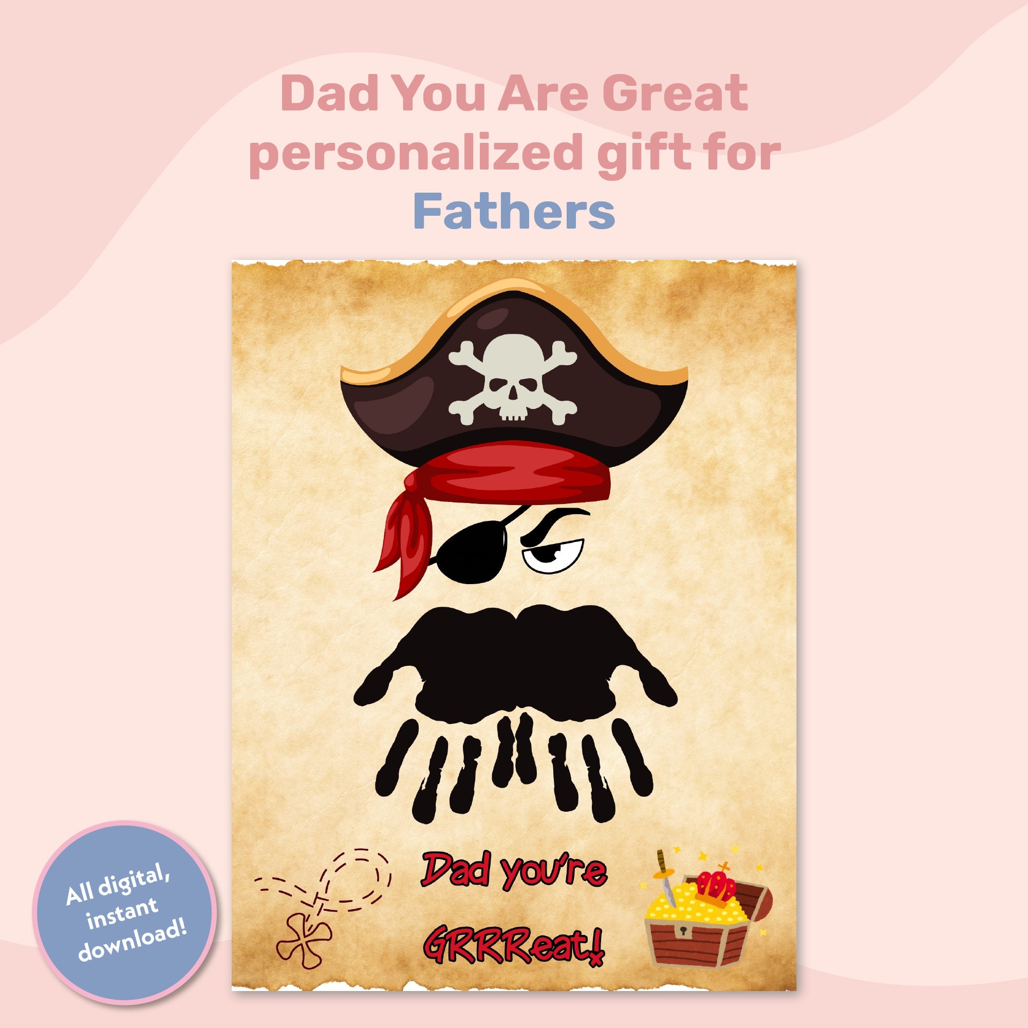 Pirate Handprint Art Happy Father's Day Card Keepsake Handprint Craft ...