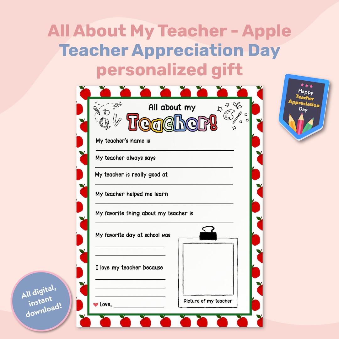 Teacher Appreciation Week, Printable Teacher Appreciation Gift, Thank ...