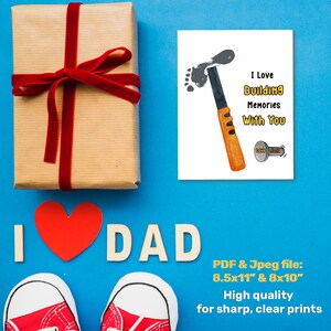 Footprint Handprint Art Father's Day Card, Happy Father's Day Hammer ...