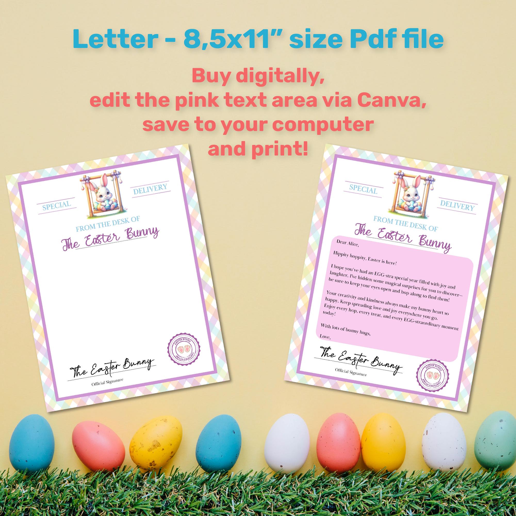 Editable Easter Bunny Bundle, Personalized Printable Easter Bunny ...