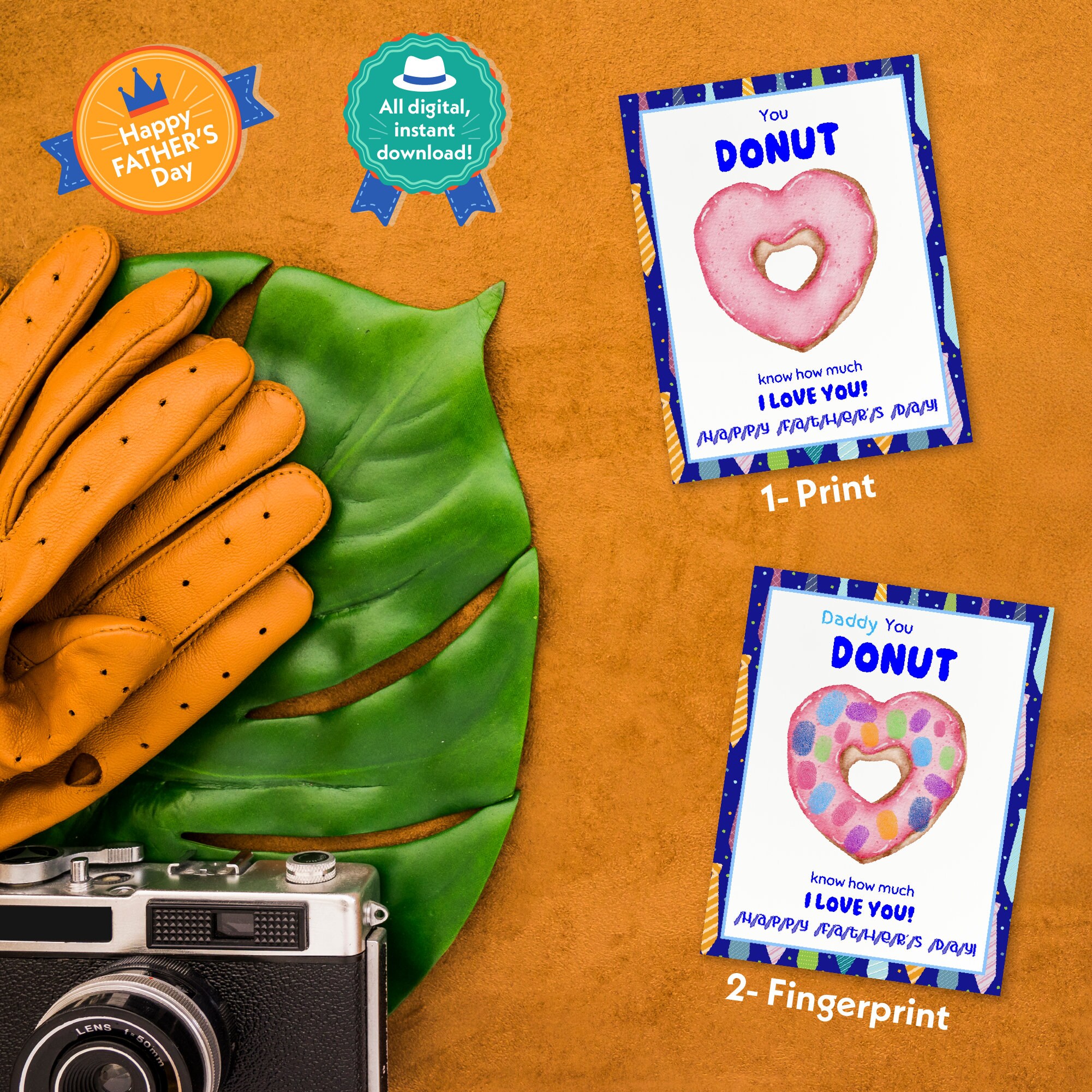 DONUT Father's Day Card Fingerprint Keepsake Handprint Art Craft ...