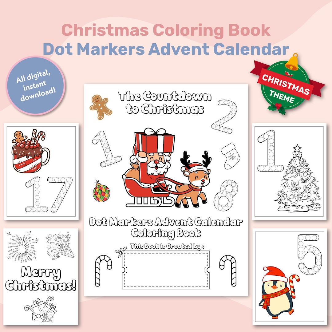 Christmas Dot Marker Advent Calendar Kids Coloring Book Countdown ...