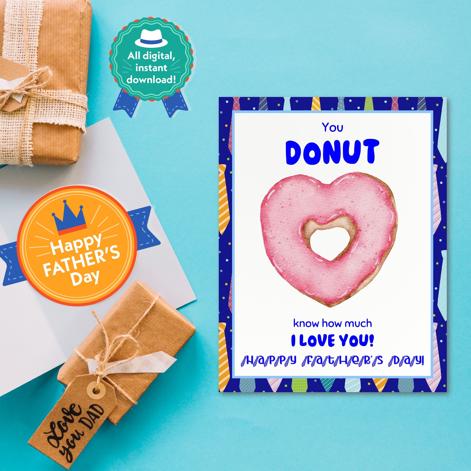 DONUT Father's Day Card Fingerprint Keepsake Handprint Art Craft ...