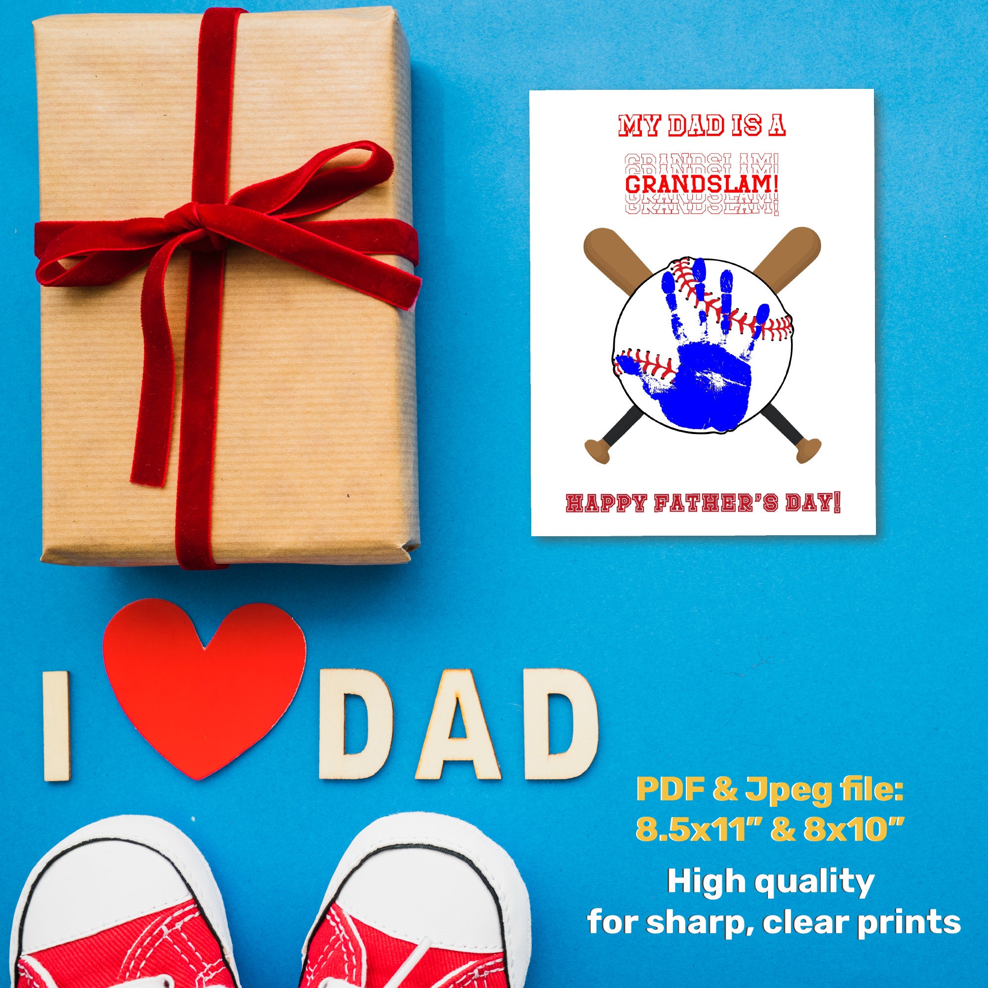 Baseball Father's Day Card Gift for Dad Keepsake Handprint Art ...