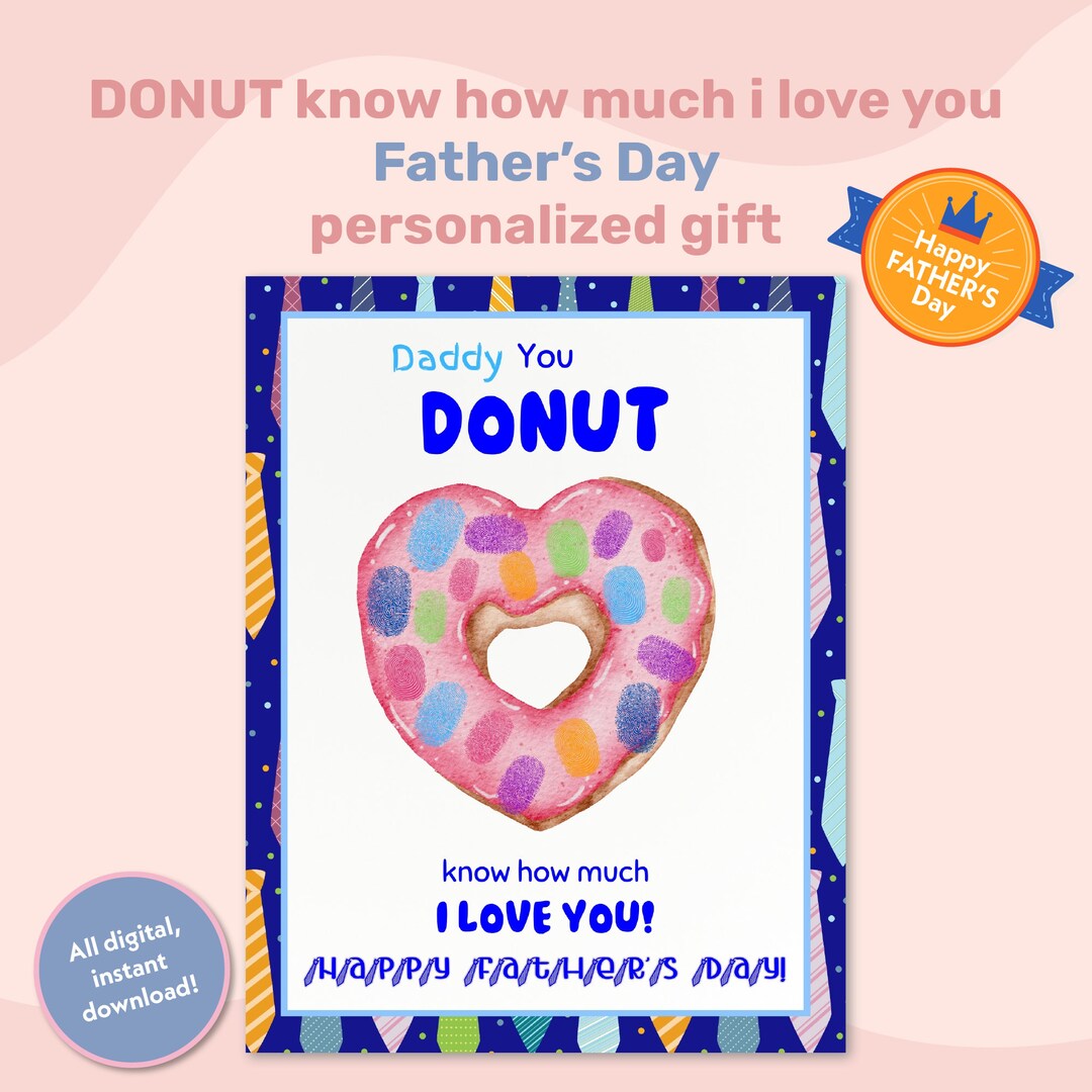 DONUT Father's Day Card Fingerprint Keepsake Handprint Art Craft ...