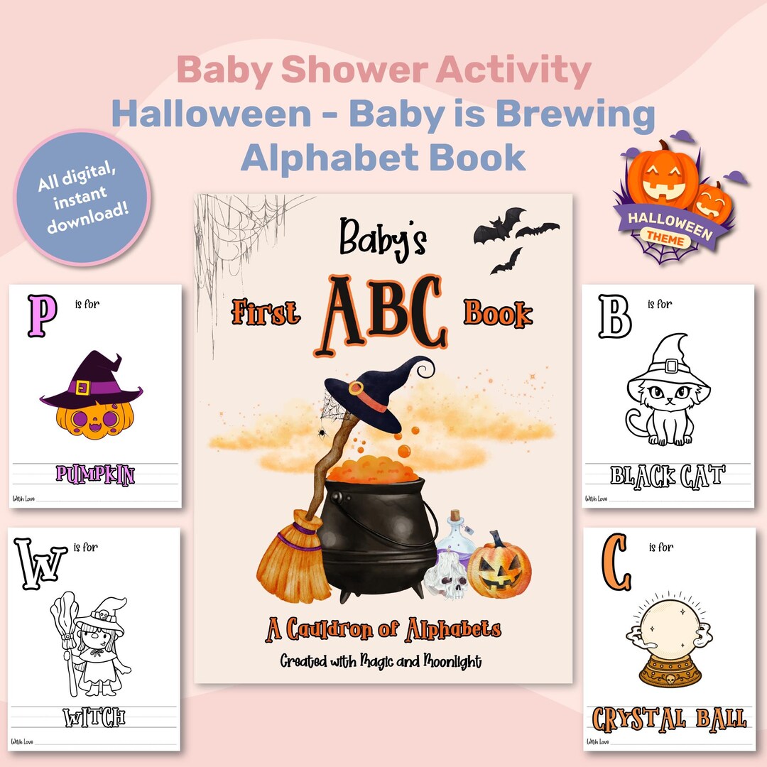 Witchy Halloween Baby Shower Abc Book, Baby's First Abc Coloring Book ...