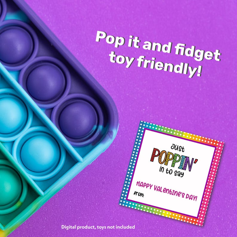 Pop It Valentines Card, Printable Pop It, Kids Valentine's Day Card ...