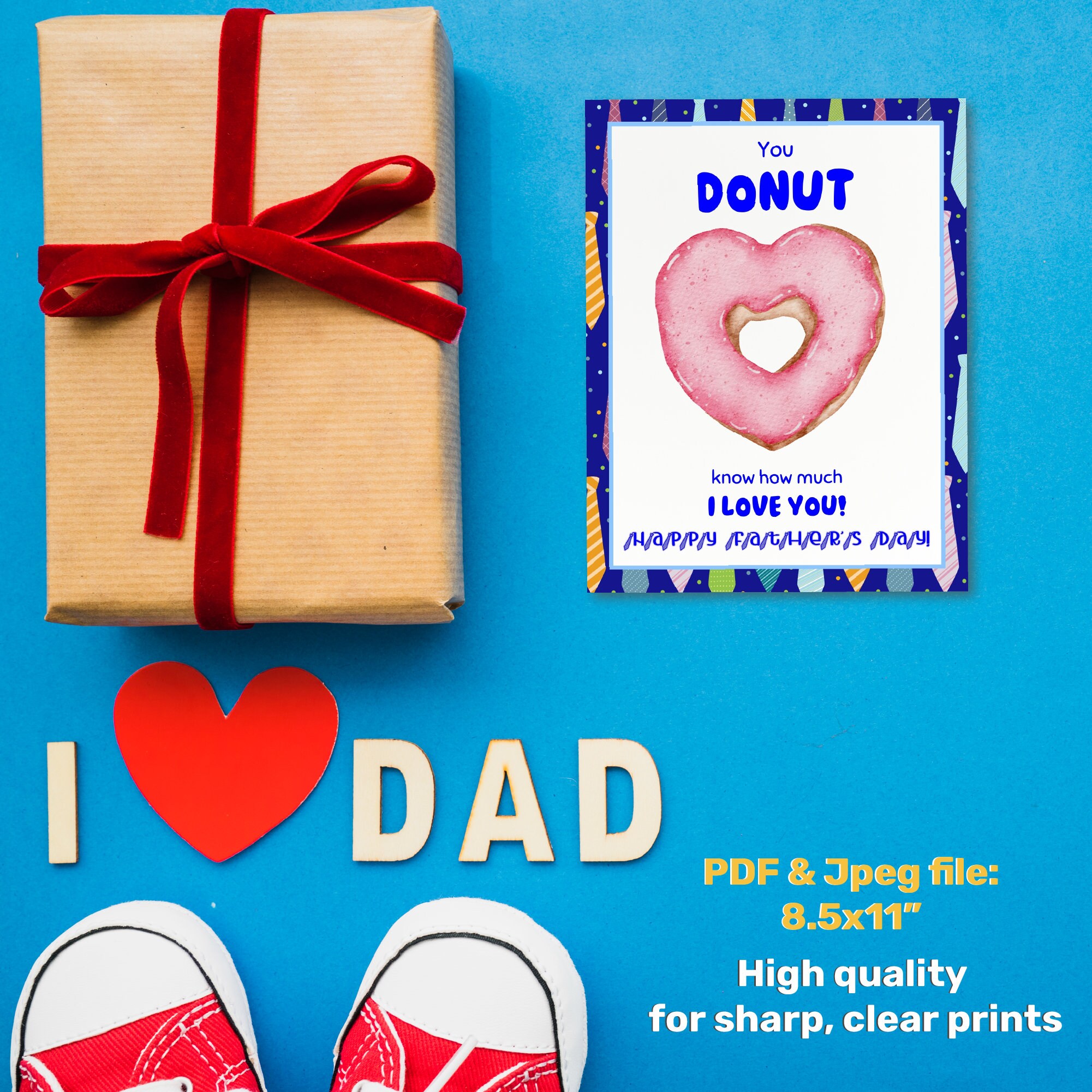 DONUT Father's Day Card Fingerprint Keepsake Handprint Art Craft ...