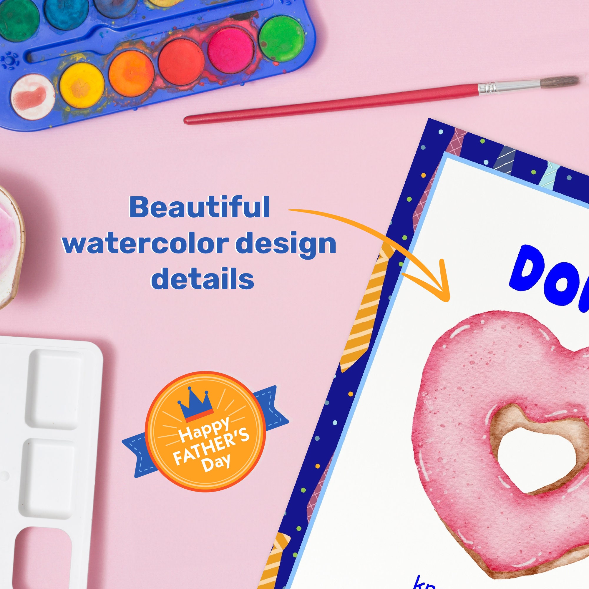 DONUT Father's Day Card Fingerprint Keepsake Handprint Art Craft ...