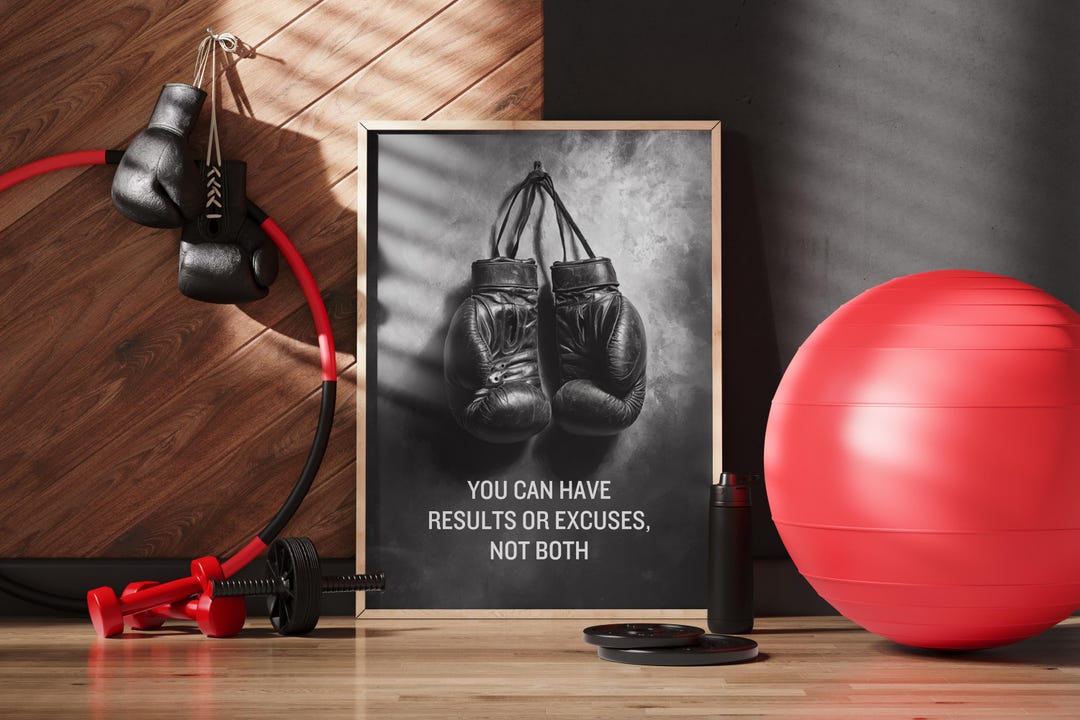 Vintage Boxing Gloves Wall Art - Motivational Gym Print, Fighter ...