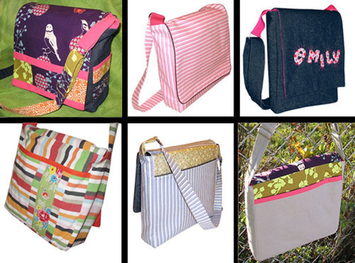 2 DIGITAL PDF PATTERNS Lot! Sewing Messenger Bag Style Pattern and Cash ...