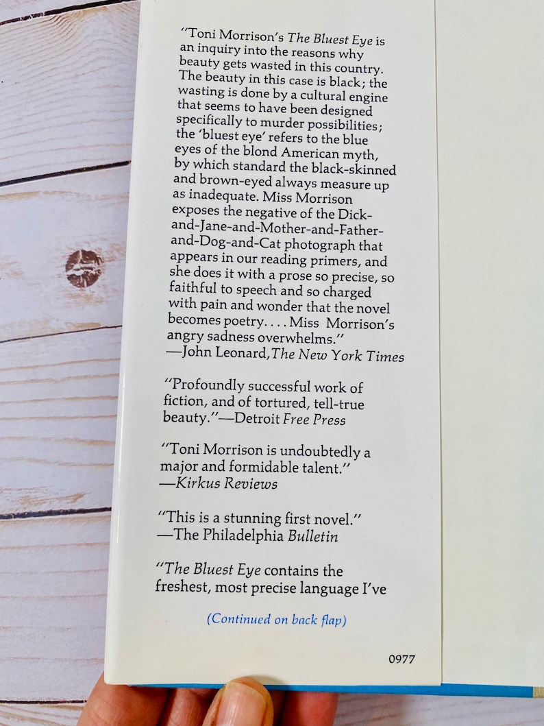 1970 Toni Morrisons the Bluest Eye Hardcover With Dustjacket First ...