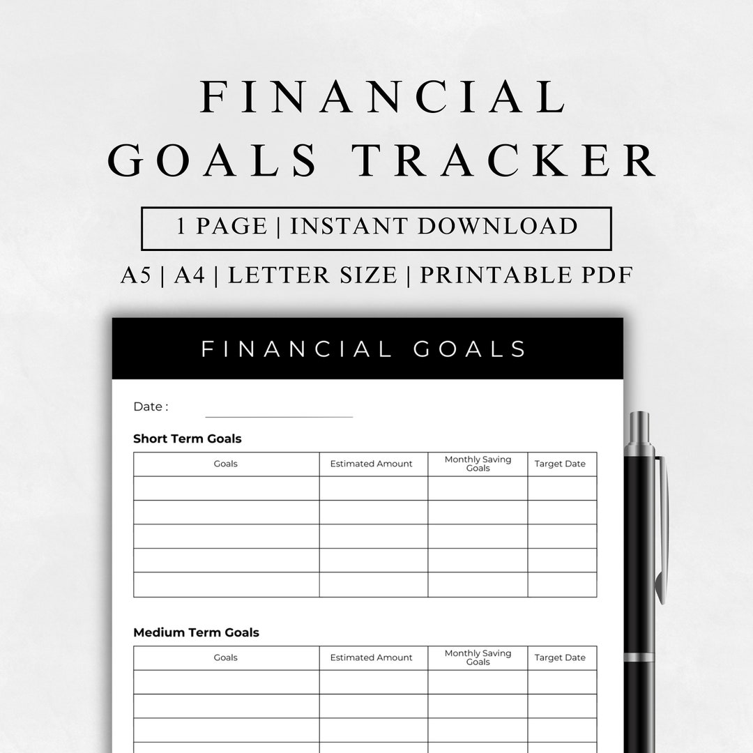 Financial Goals Tracker, Printable Budget Planner, Personal Finance ...