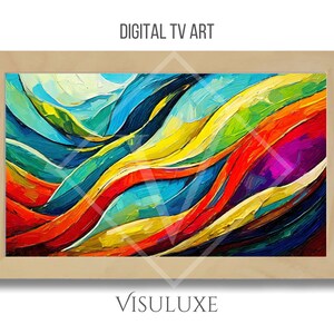 Vivid Abstract Lines Frame TV Art Vivid Abstract Lines Oil Painting ...