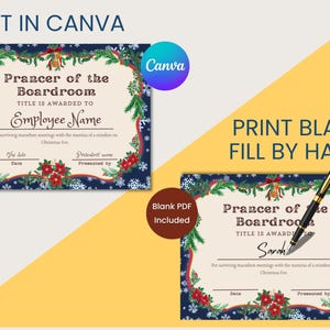 Christmas Employee Appreciation Certificate Workplace Recognition ...