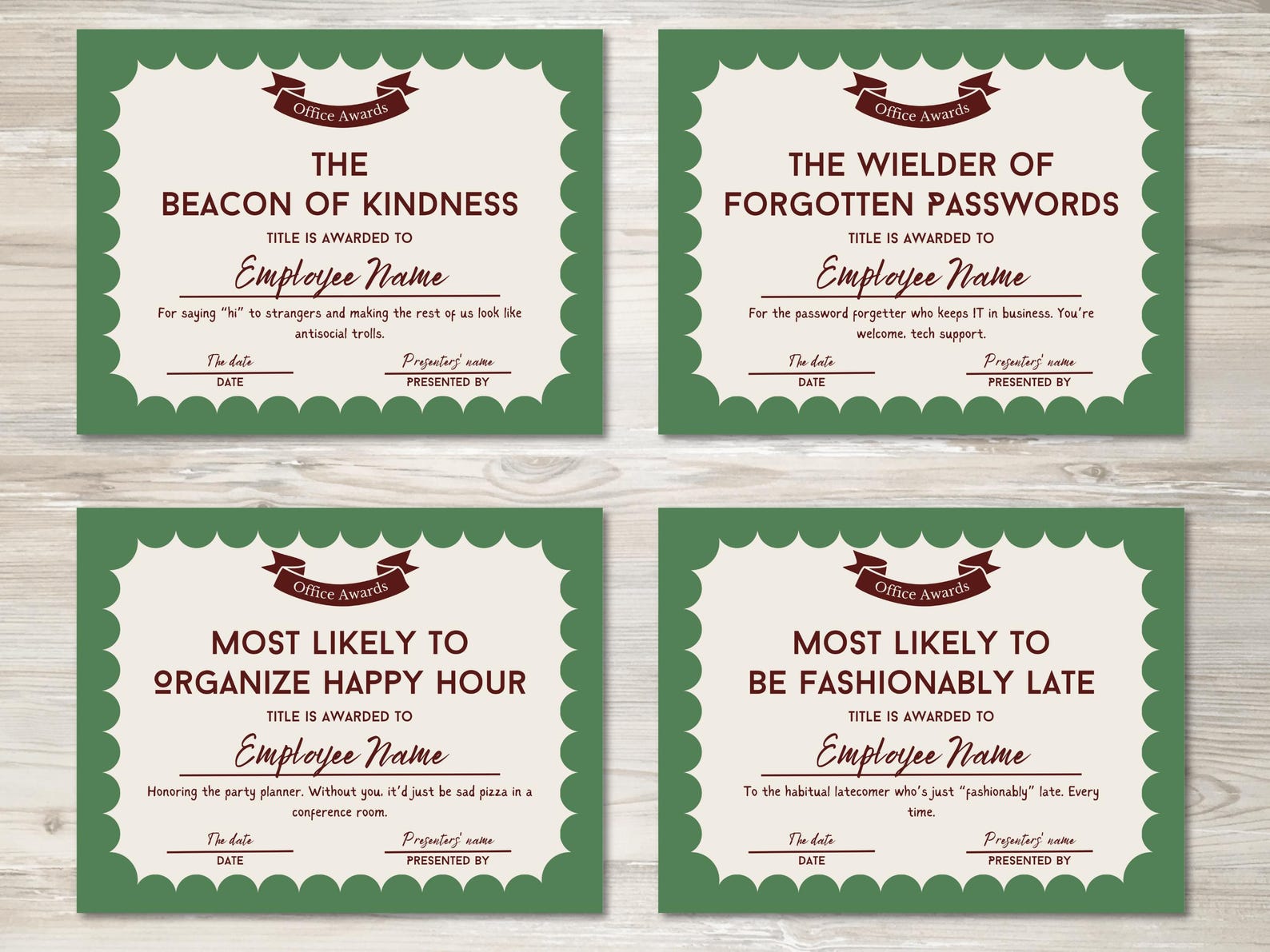 Employee Award Certificates Printable – Editable Templates for ...