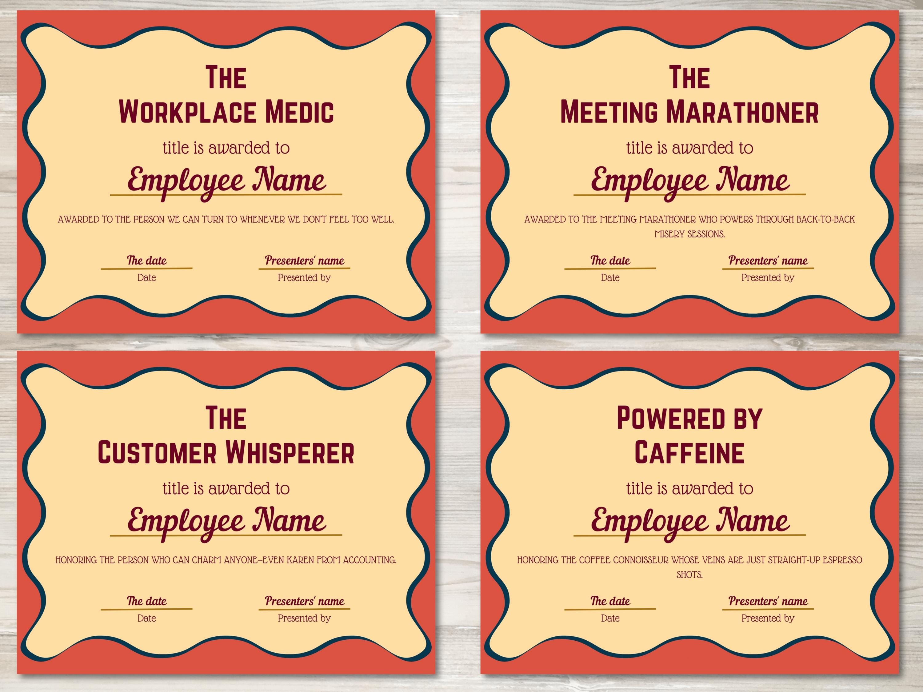 Employee Award Certificates Printable – Editable Templates for ...