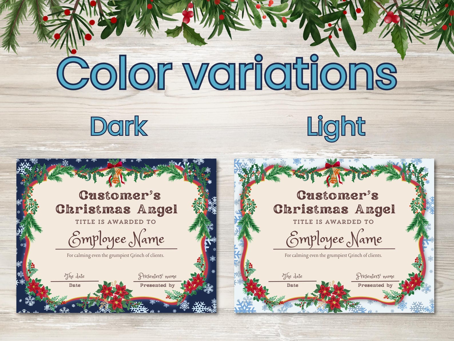 Christmas Employee Appreciation Certificate Workplace Recognition ...