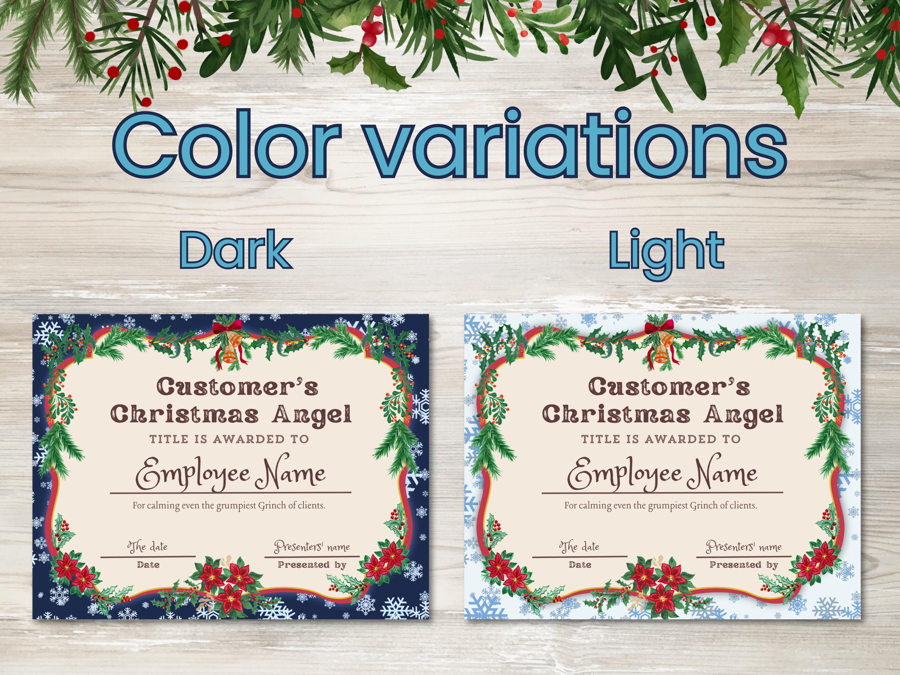 Christmas Employee Appreciation Certificate Workplace Recognition ...