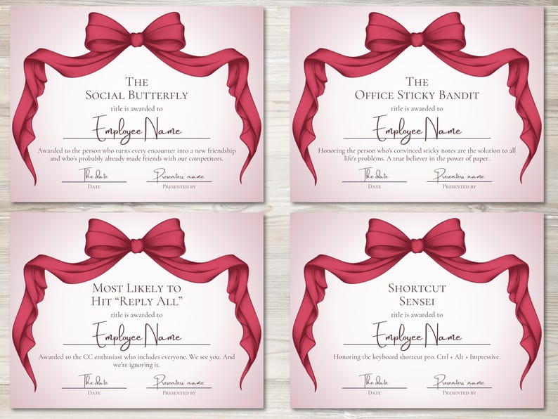 Employee Award Certificates Printable – Editable Templates for ...