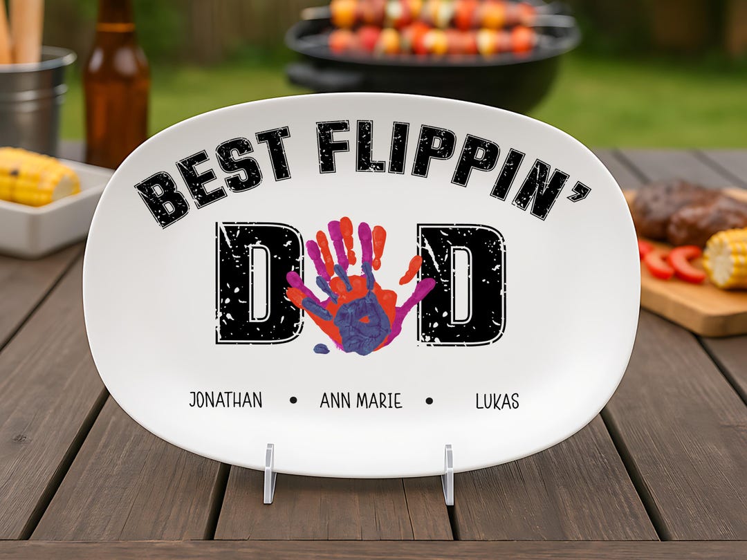Personalized Best Dad Platter, Custom Handprint Serving Tray ...