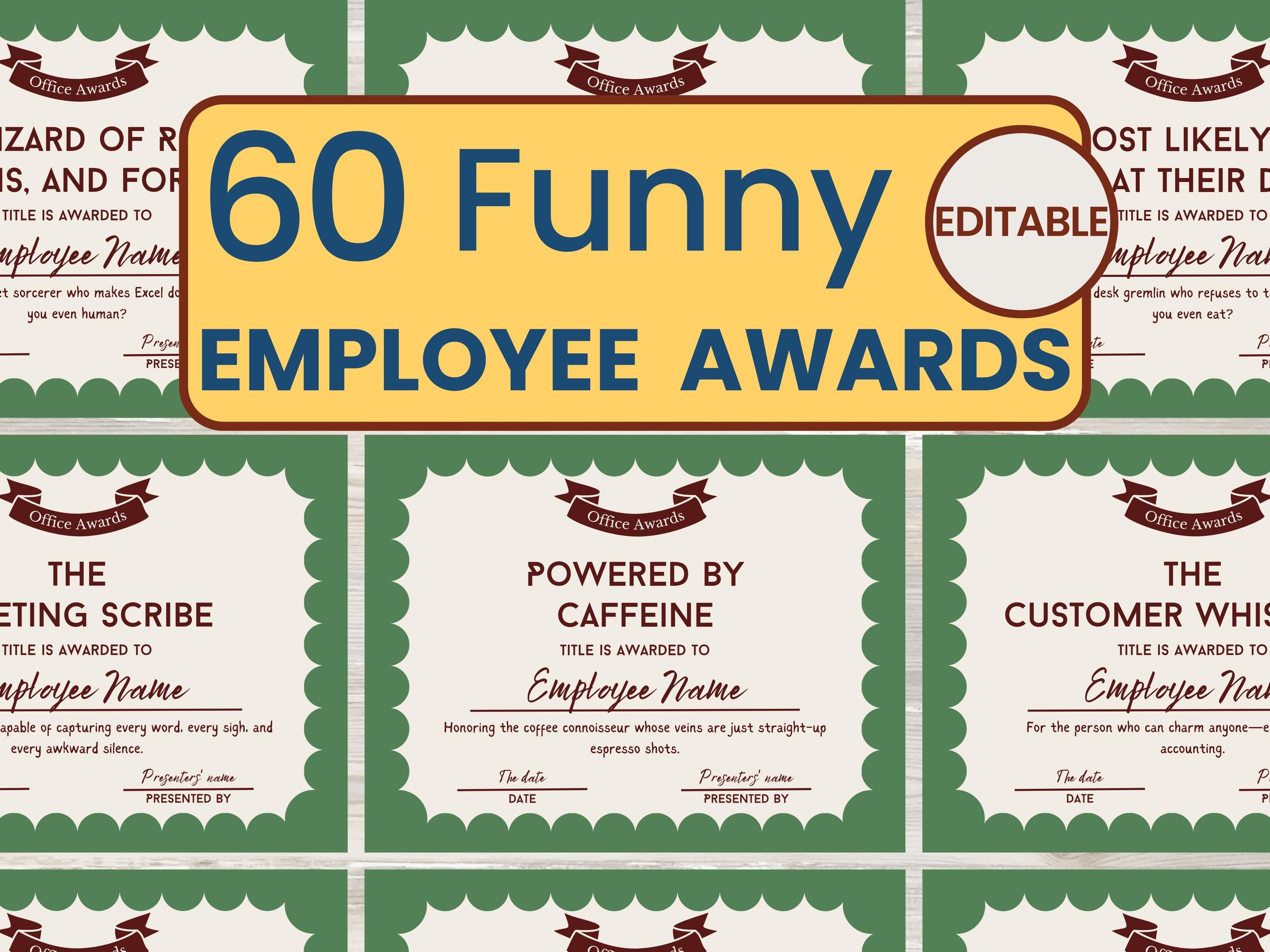Employee Award Certificates Printable – Editable Templates for ...