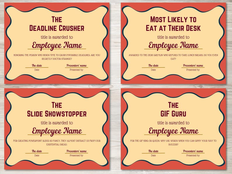 Employee Award Certificates Printable – Editable Templates for ...
